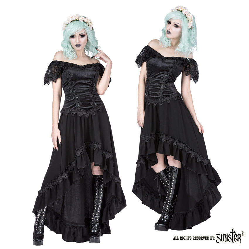 Skirt - Long Hi - Low - Broad Ruffled Gothic skirt – BlackNo1